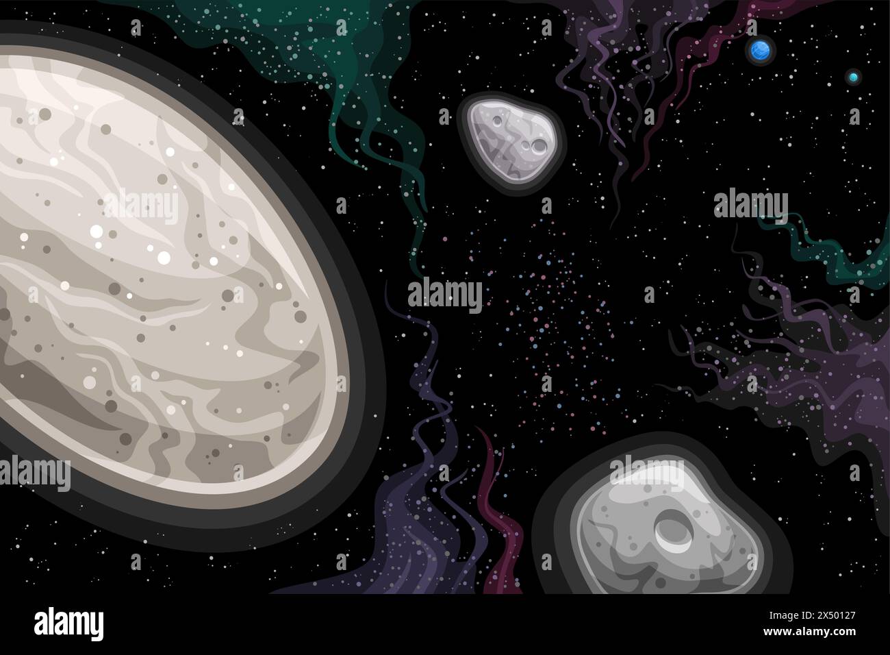 Vector Fantasy Space Chart, astronomical card with illustration of ...