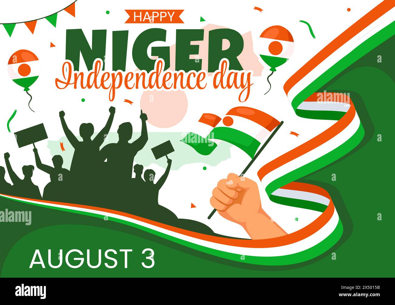 Happy Niger Independence Day Vector Illustration on 3 August with ...