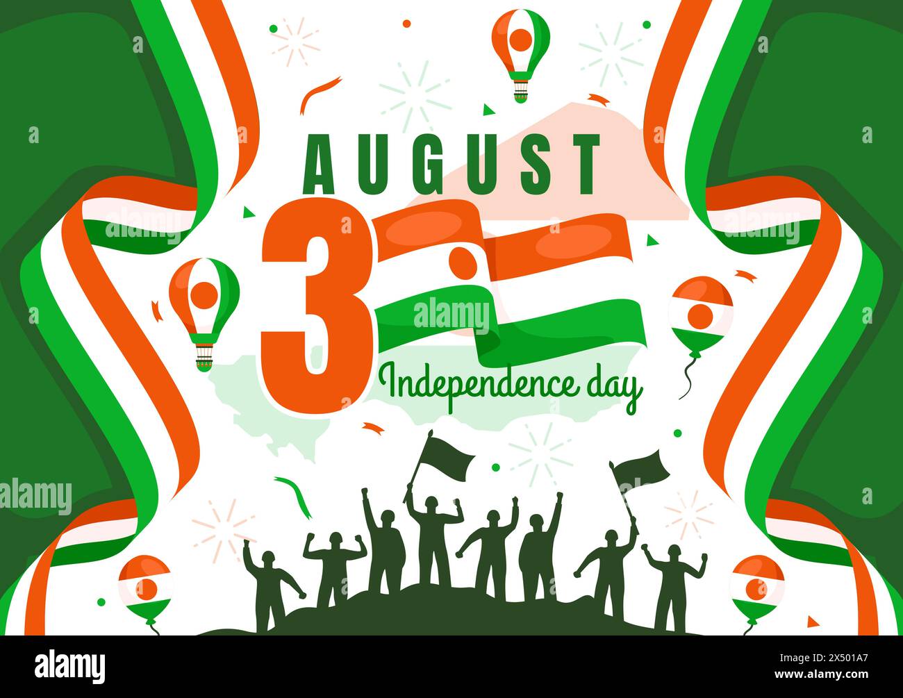 Happy Niger Independence Day Vector Illustration on 3 August with ...