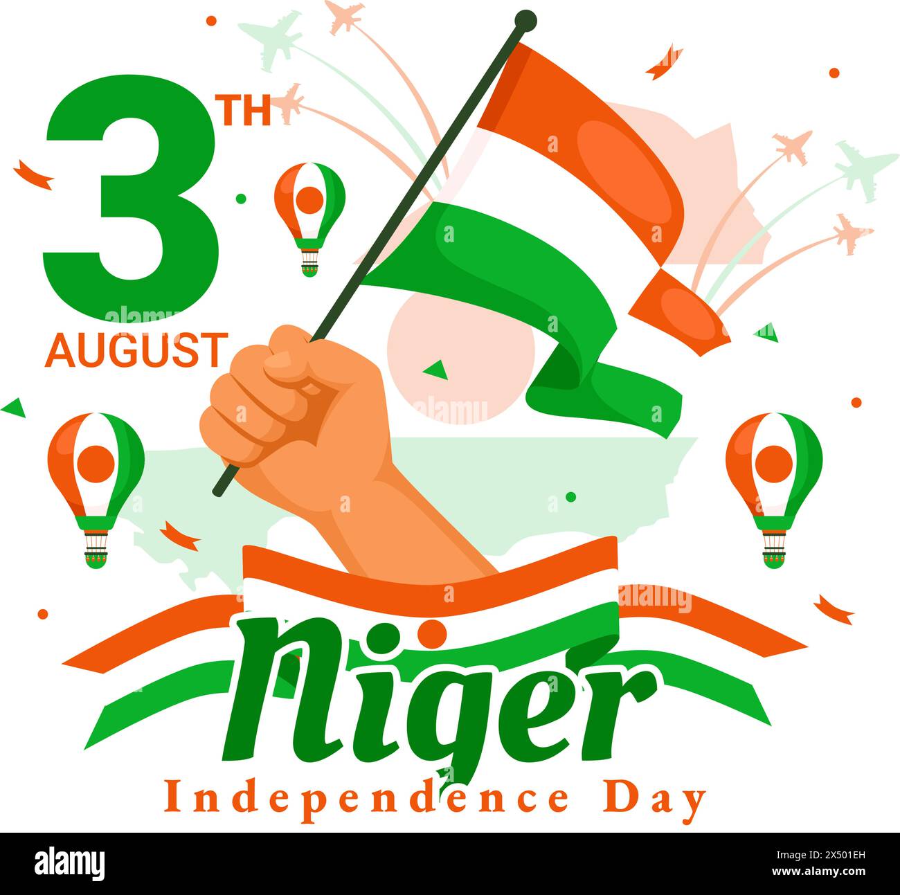 Happy Niger Independence Day Vector Illustration on 3 August with ...
