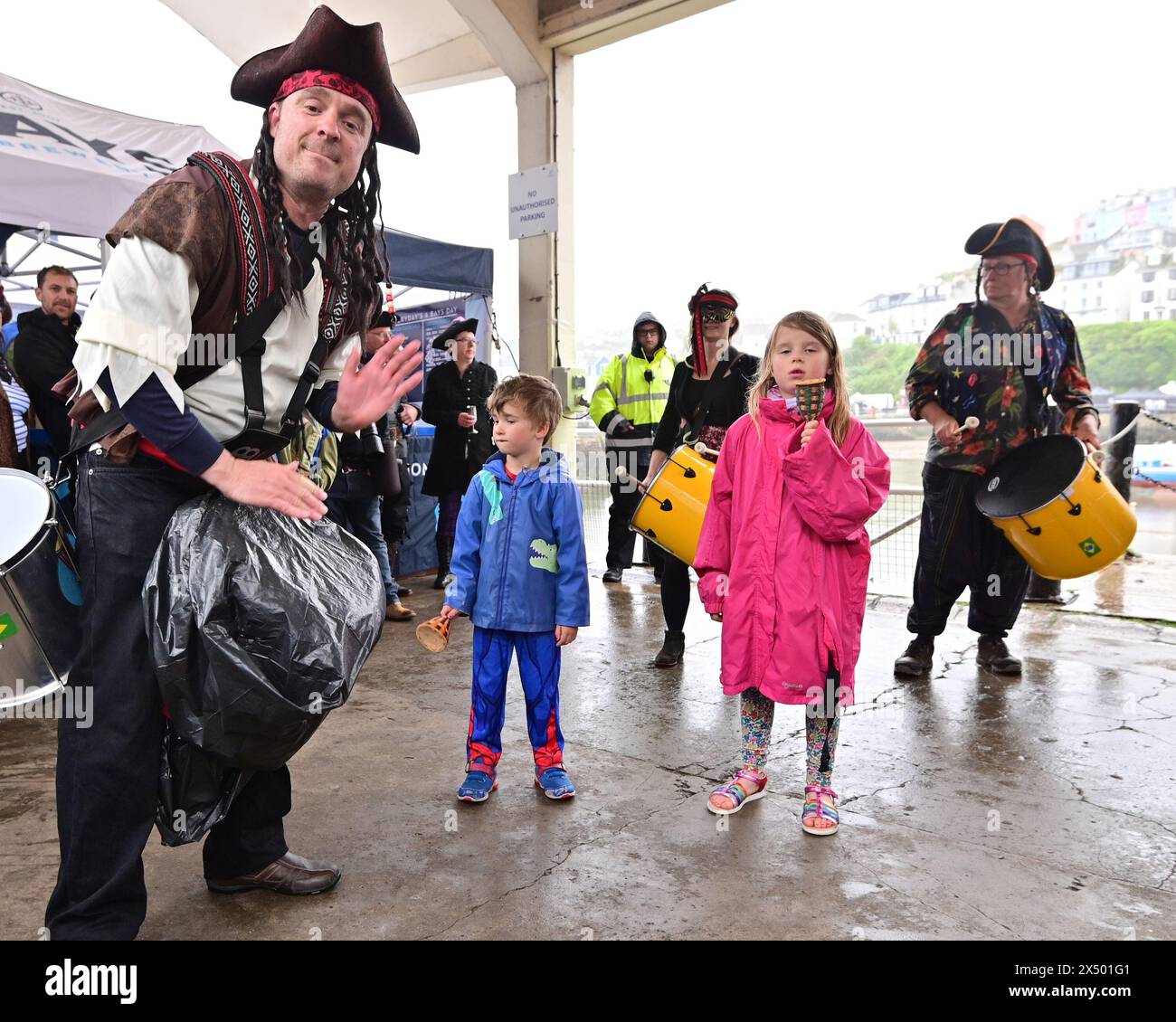 On a damp and wet morning Pirates beating their drums and moving ...