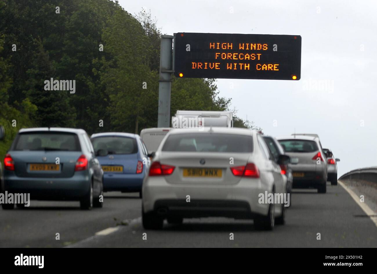 File photo dated 23/05/11 of road sign warning of high winds on the A9 ...