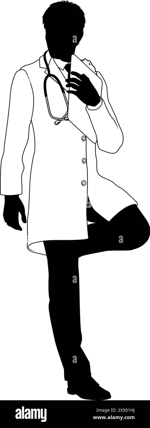 Doctor Man Medical Silhouette Healthcare Person Stock Vector Image ...