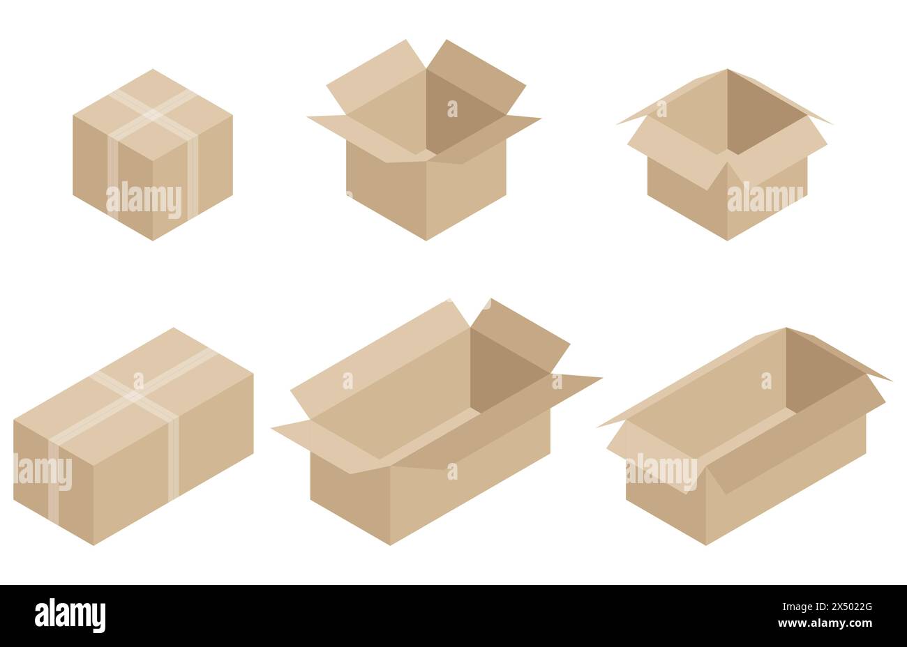 Isometric delivery carton box set. Vector illustration. Eps 10 Stock ...