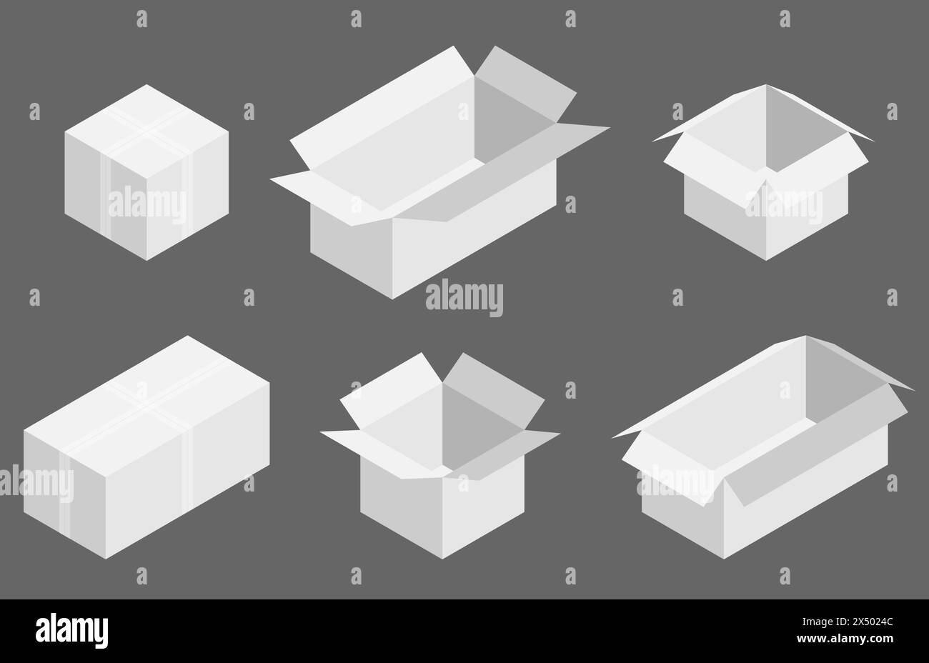 Isometric delivery carton box set. Vector illustration. Eps 10 Stock ...