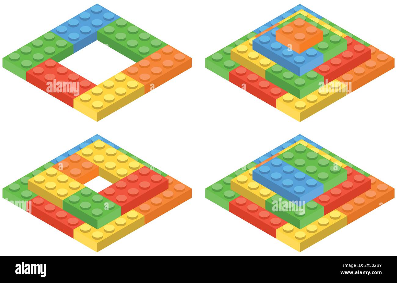 Set of blocks building toy colored brick. Toy bricks. 3d design. Vector ...
