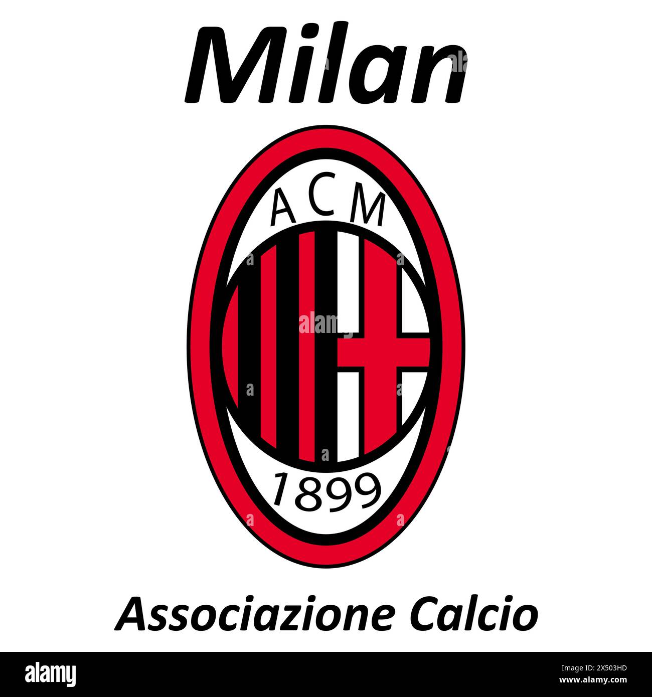 AC Milan FC emblem on iconic red and black backdrop. Legendary Italian ...