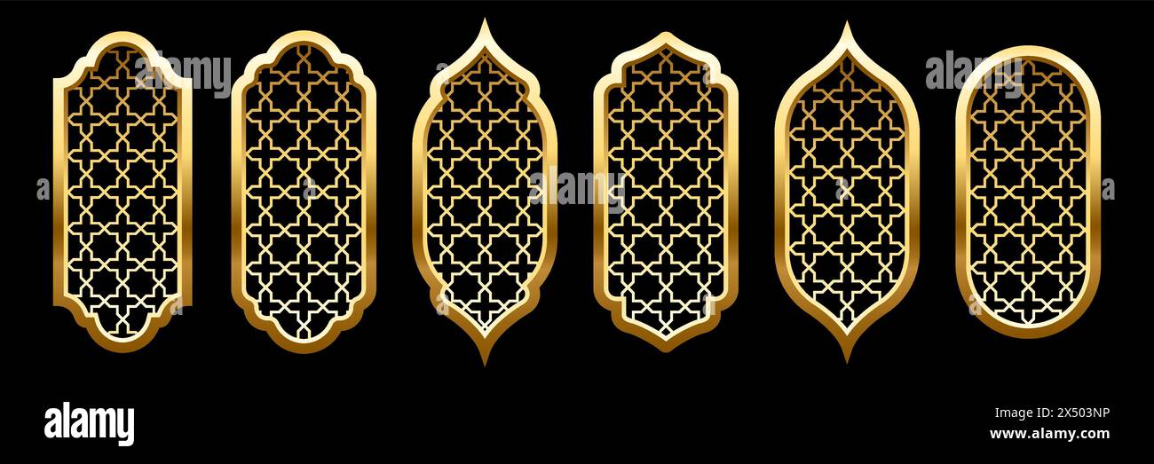Collection of islam windows with pattern vector illustration isolated ...