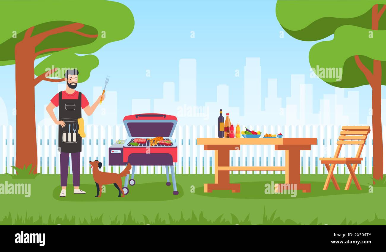 Bbq table garden Stock Vector Images - Alamy