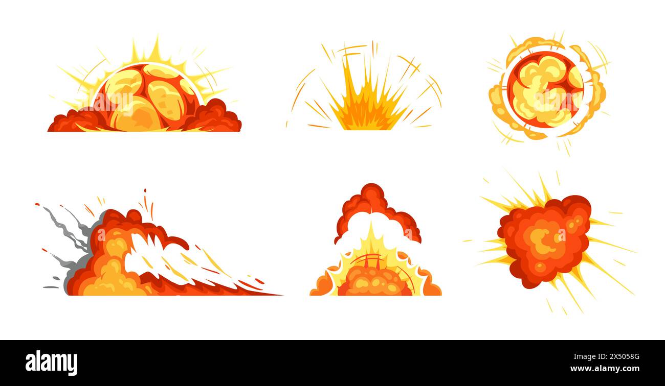 Cartoon explosions. Exploding bomb collection set animation Stock Vector Image & Art - Alamy