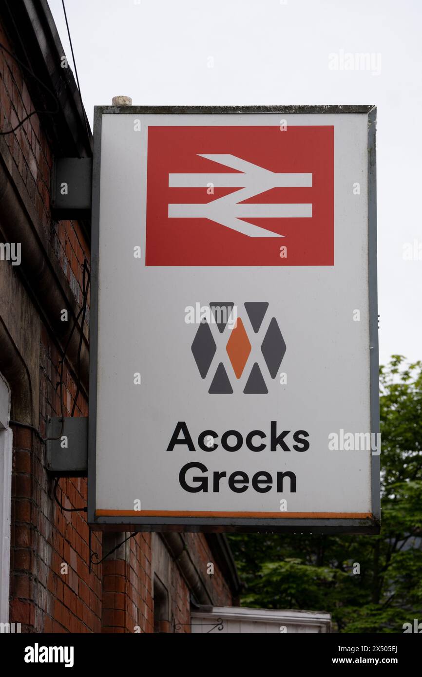 Acocks Green railway station sign, West Midlands, England, UK Stock ...