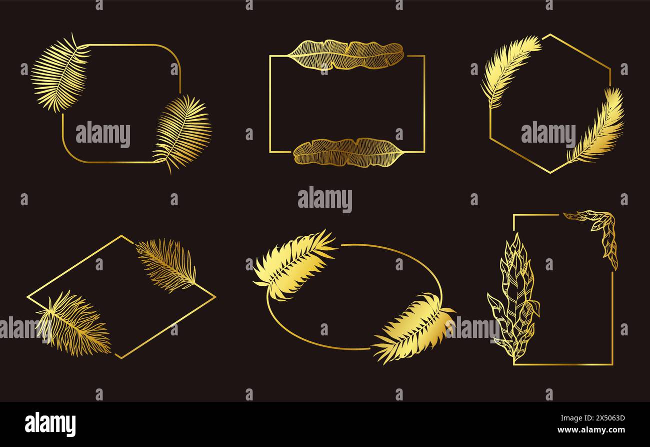 Golden leaves frames for decoration and design label Stock Vector Image ...