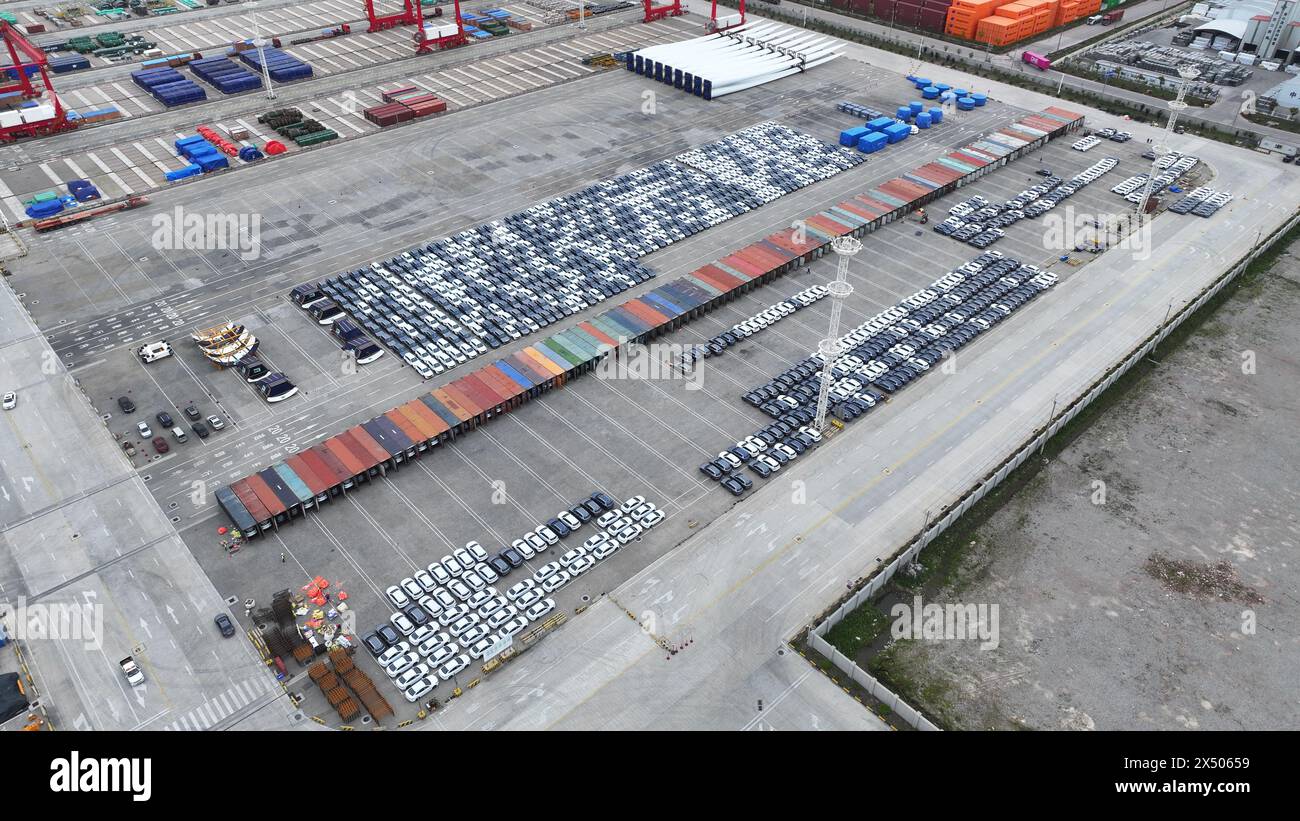 SUZHOU, CHINA - APRIL 26, 2024 - New energy vehicles are loaded into ...