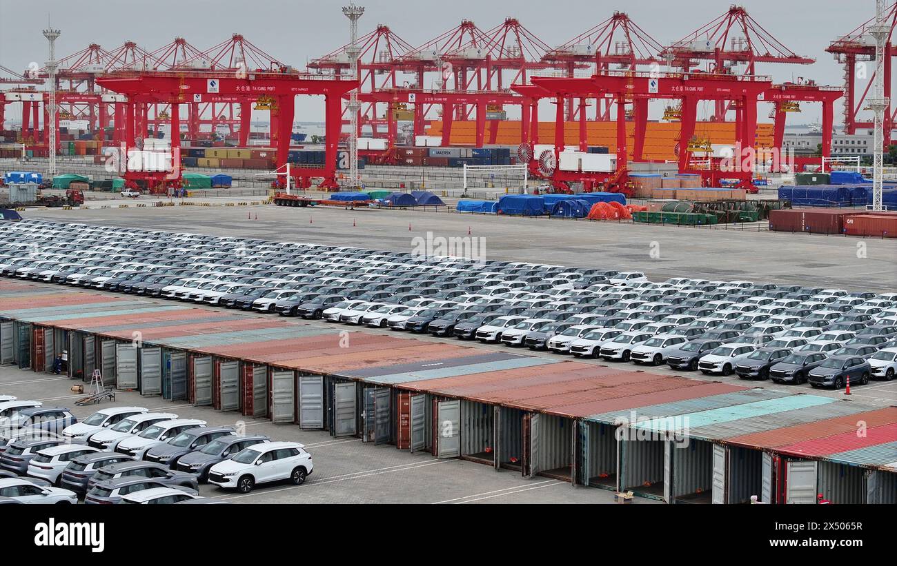 SUZHOU, CHINA - APRIL 26, 2024 - New energy vehicles are loaded into ...