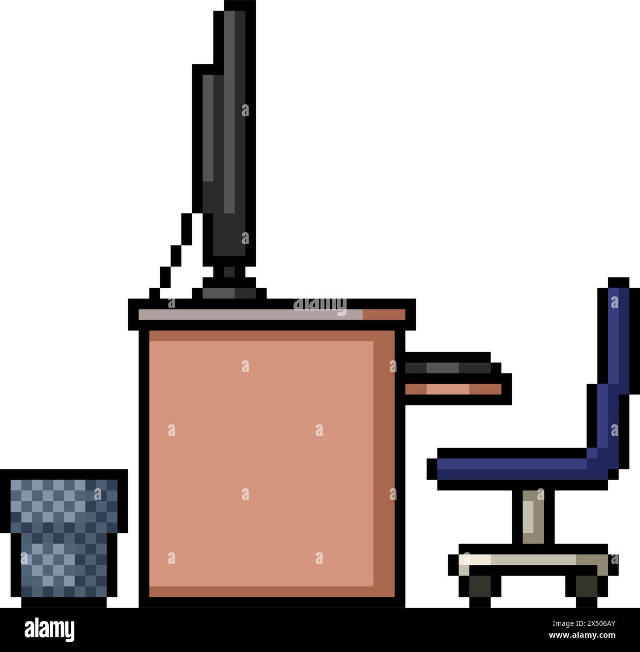 pixel art of office desk setup isolated background Stock Vector Image ...