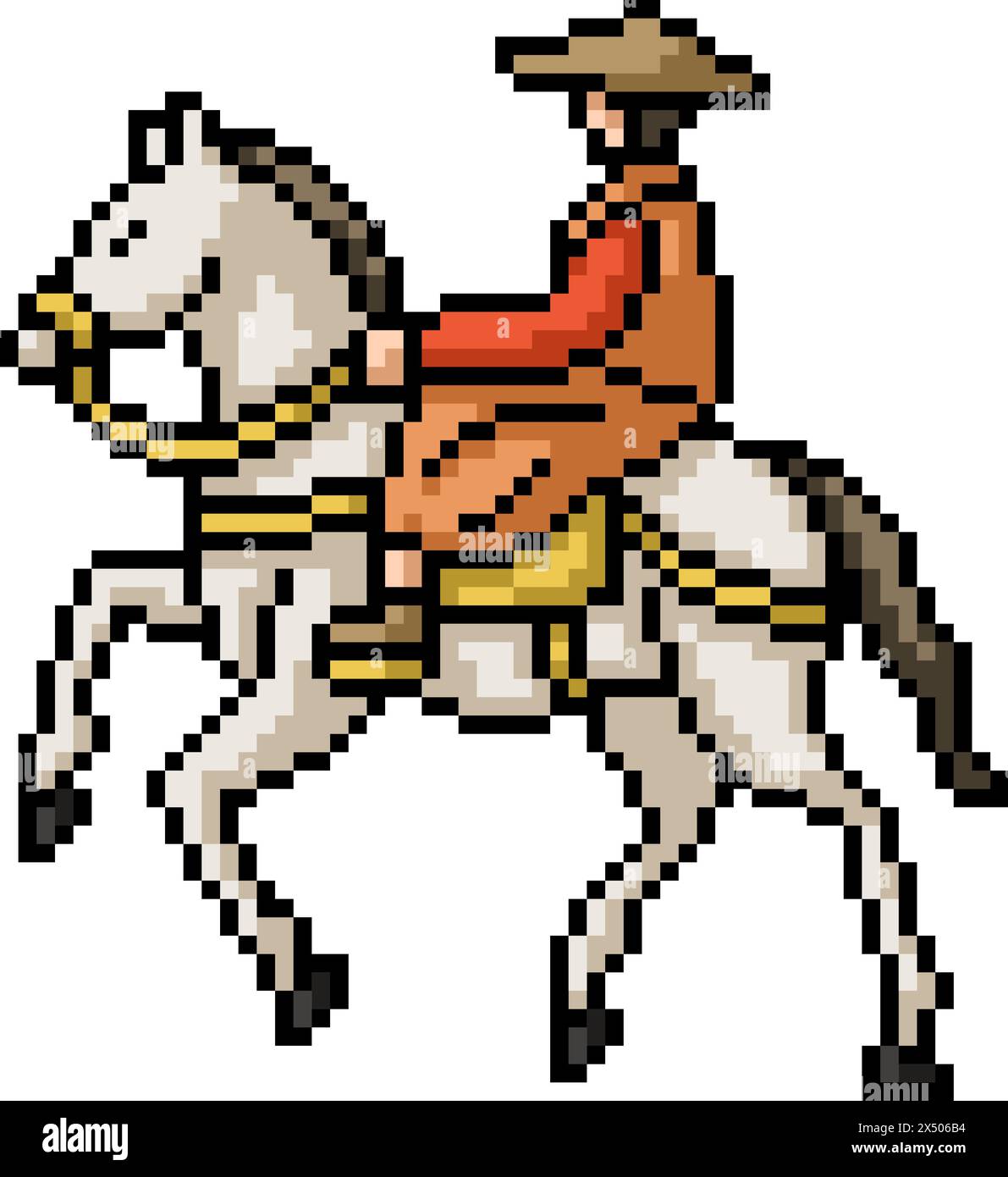 pixel art of ride horse travel isolated background Stock Vector Image ...