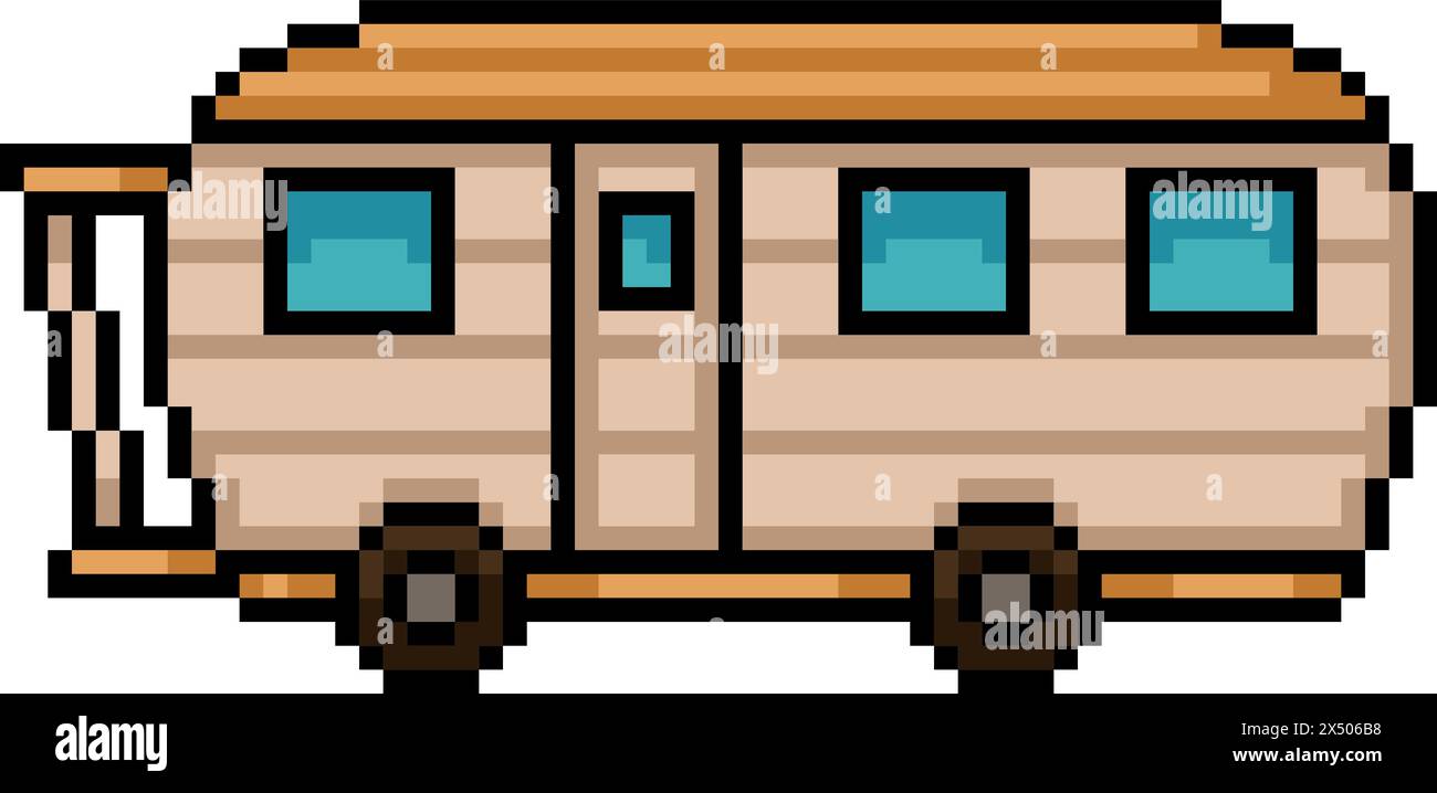 pixel art of small van house isolated background Stock Vector Image ...