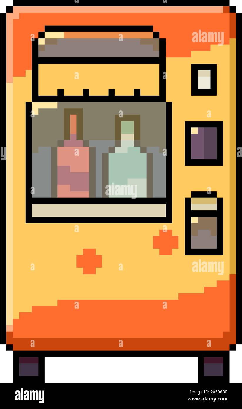 pixel art of orange vending machine isolated background Stock Vector Image & Art - Alamy