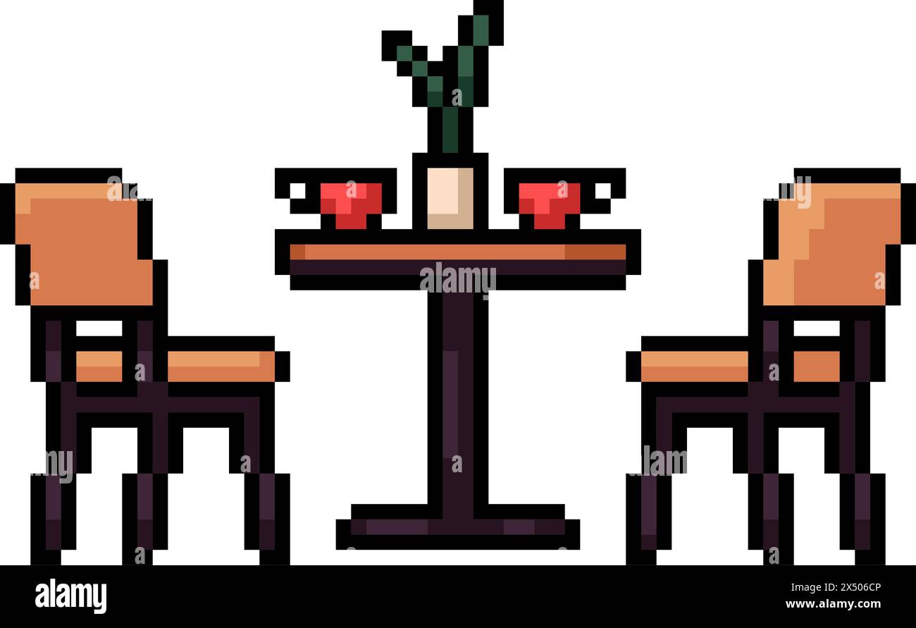 pixel art of relax tea table isolated background Stock Vector Image ...