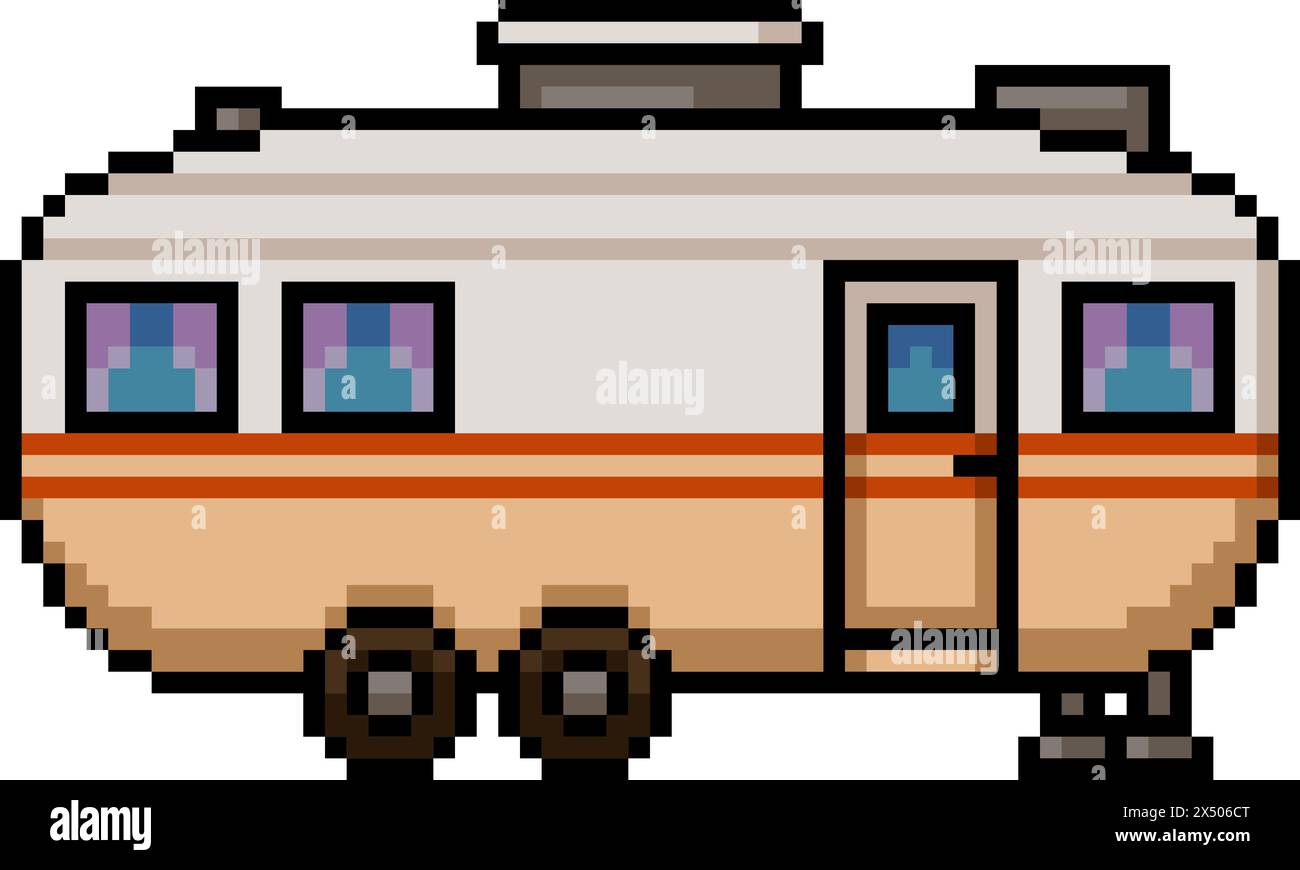 pixel art of small van house isolated background Stock Vector Image ...