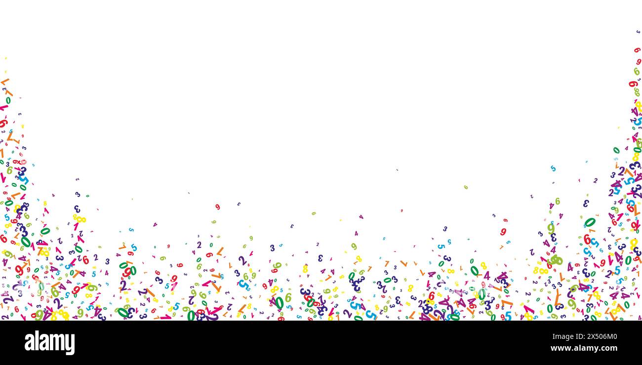 Falling colorful numbers. Math study concept with flying digits. Back ...