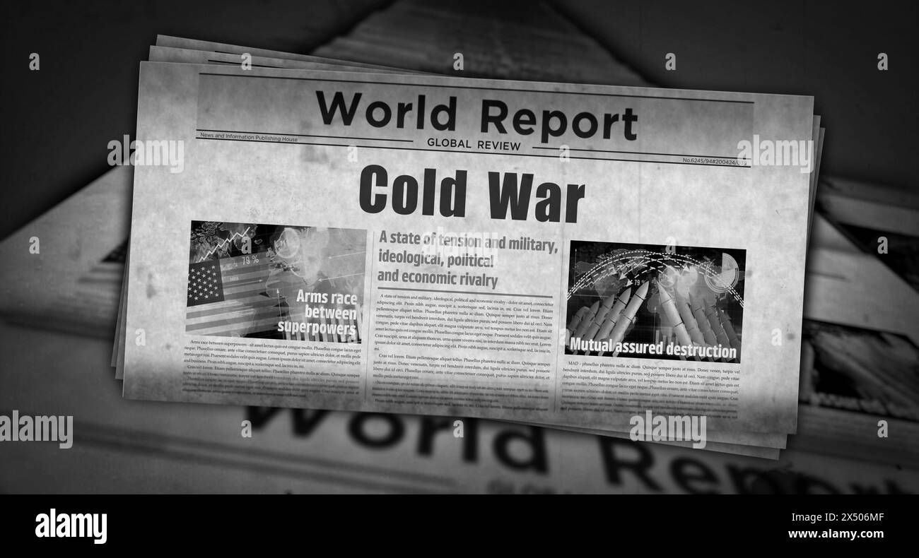 Cold war and arms race political conflict vintage news and newspaper ...