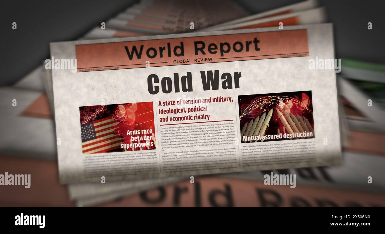 Cold war and arms race political conflict vintage news and newspaper ...