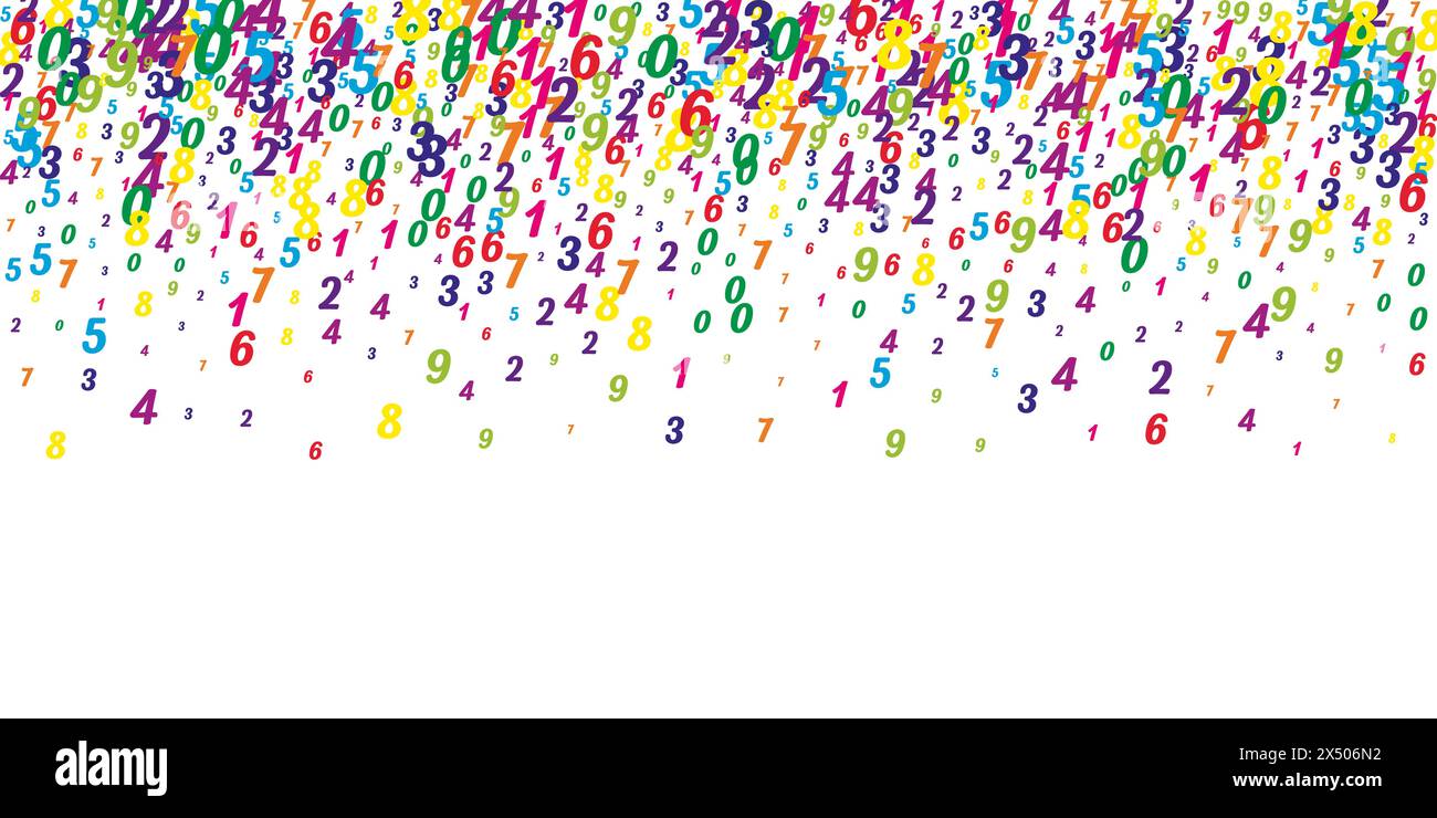 Falling colorful numbers. Math study concept with flying digits. Back ...