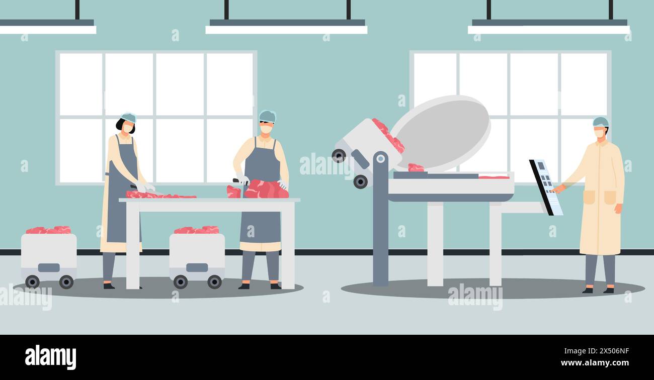 Food meat factory worker Stock Vector Images - Alamy