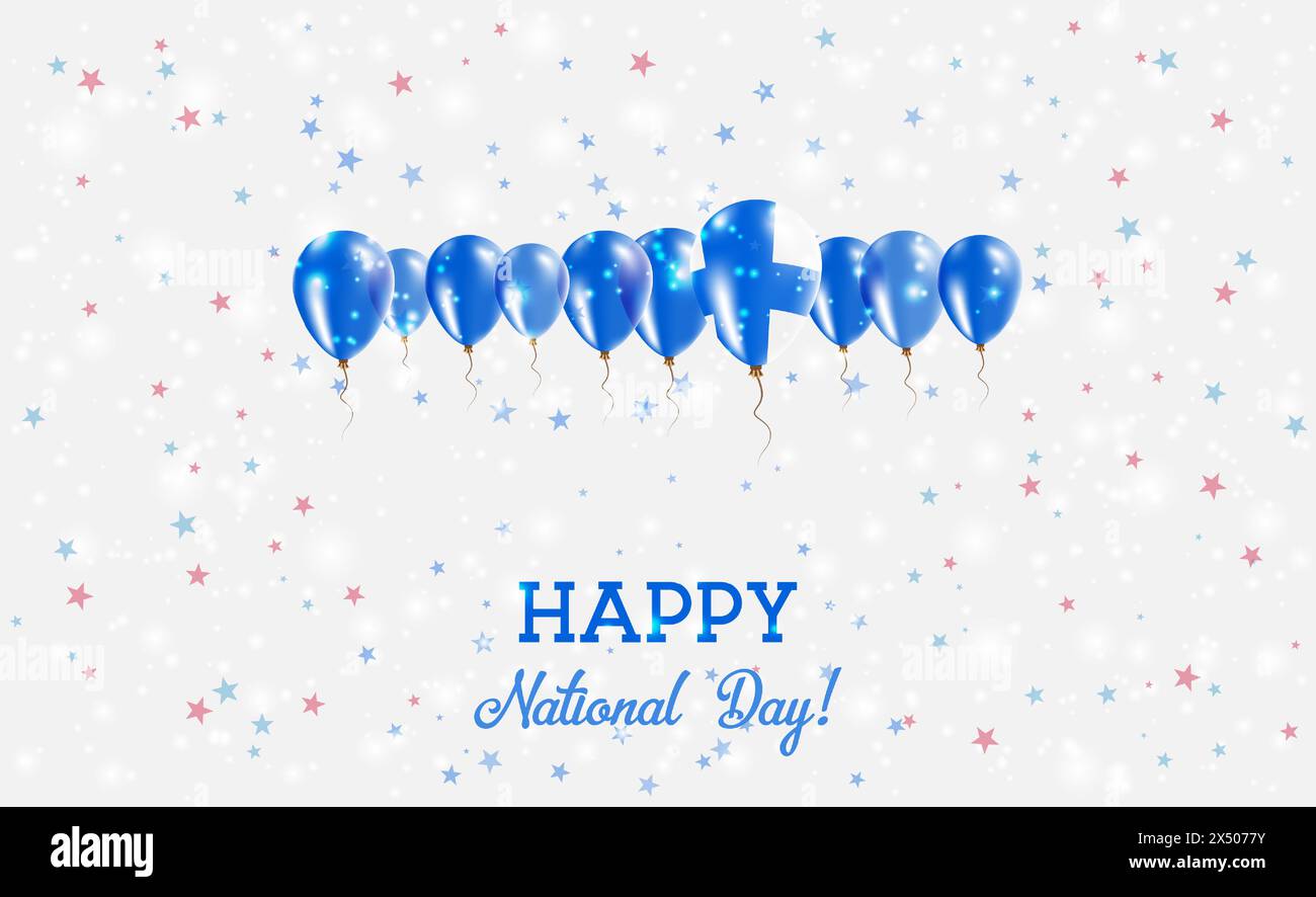 Finland Independence Day Sparkling Patriotic Poster. Row of Balloons in ...