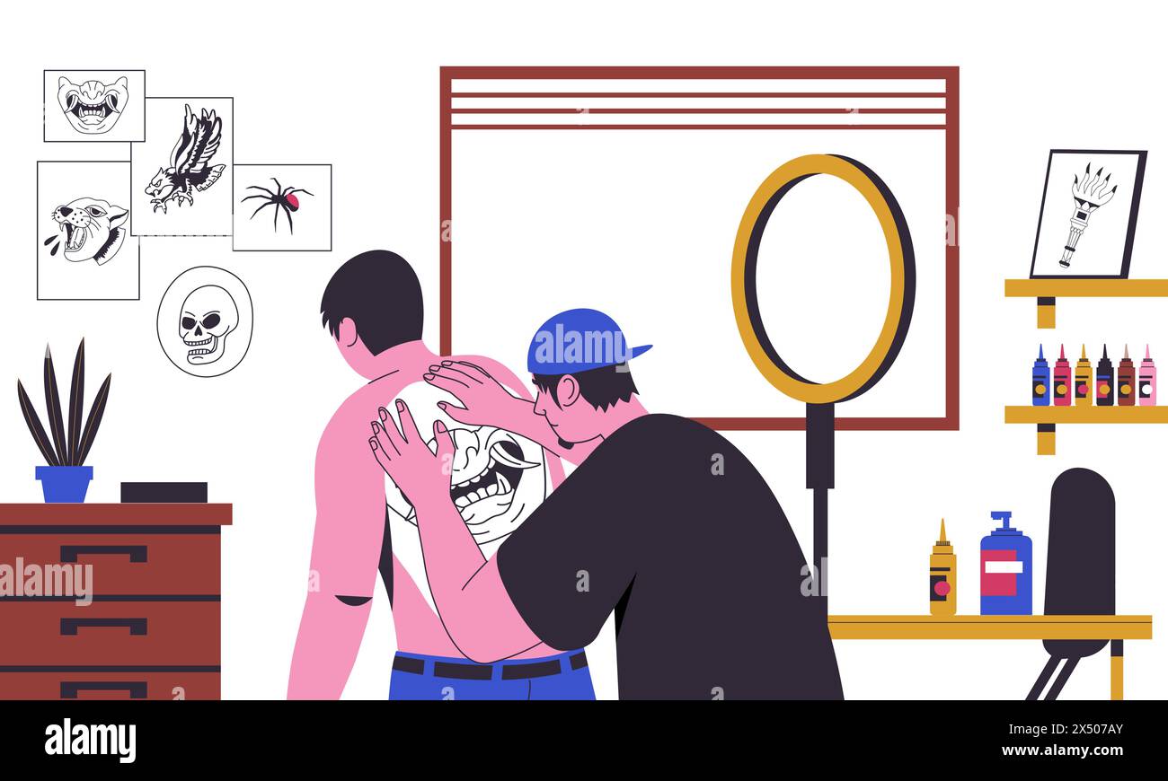 Tattoo salon. Modern studio interior with professional devices and ...