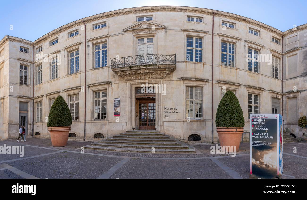 Nîmes - 04 17 2024: View the facade of the Old Nimes Museum building ...