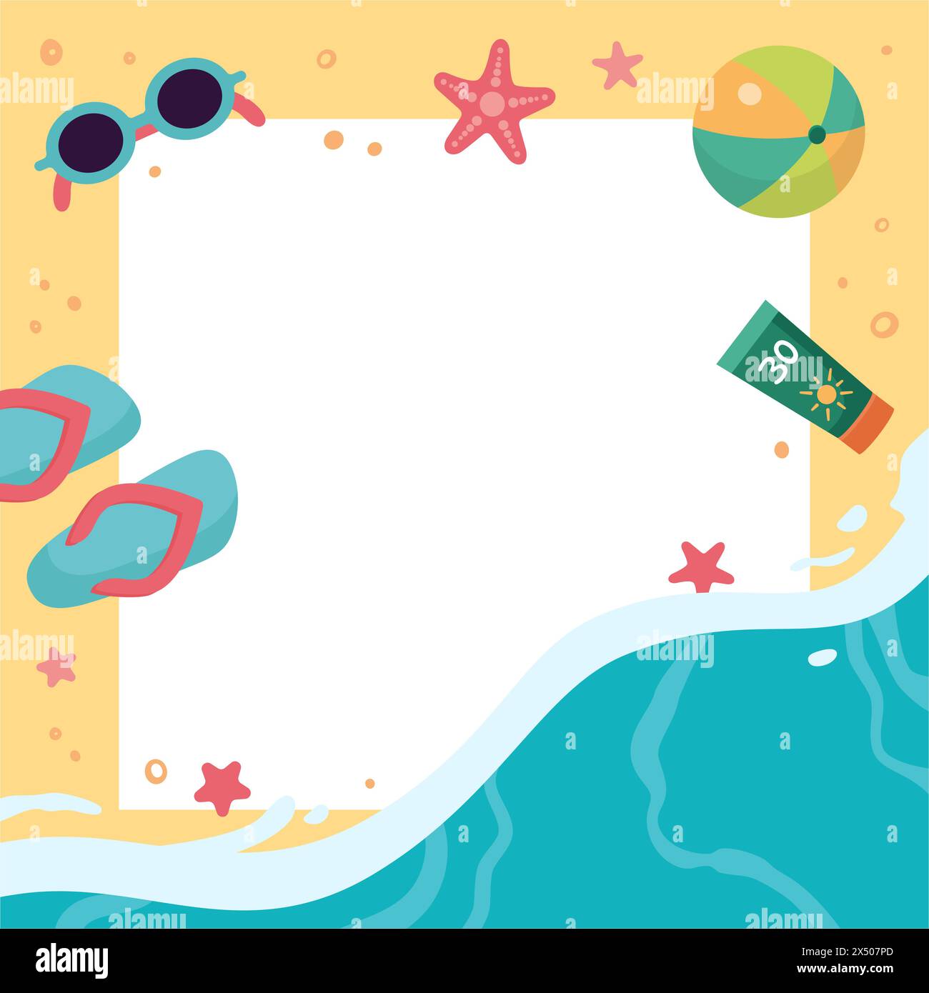Summer copy space, square frame template. Summer design template ...