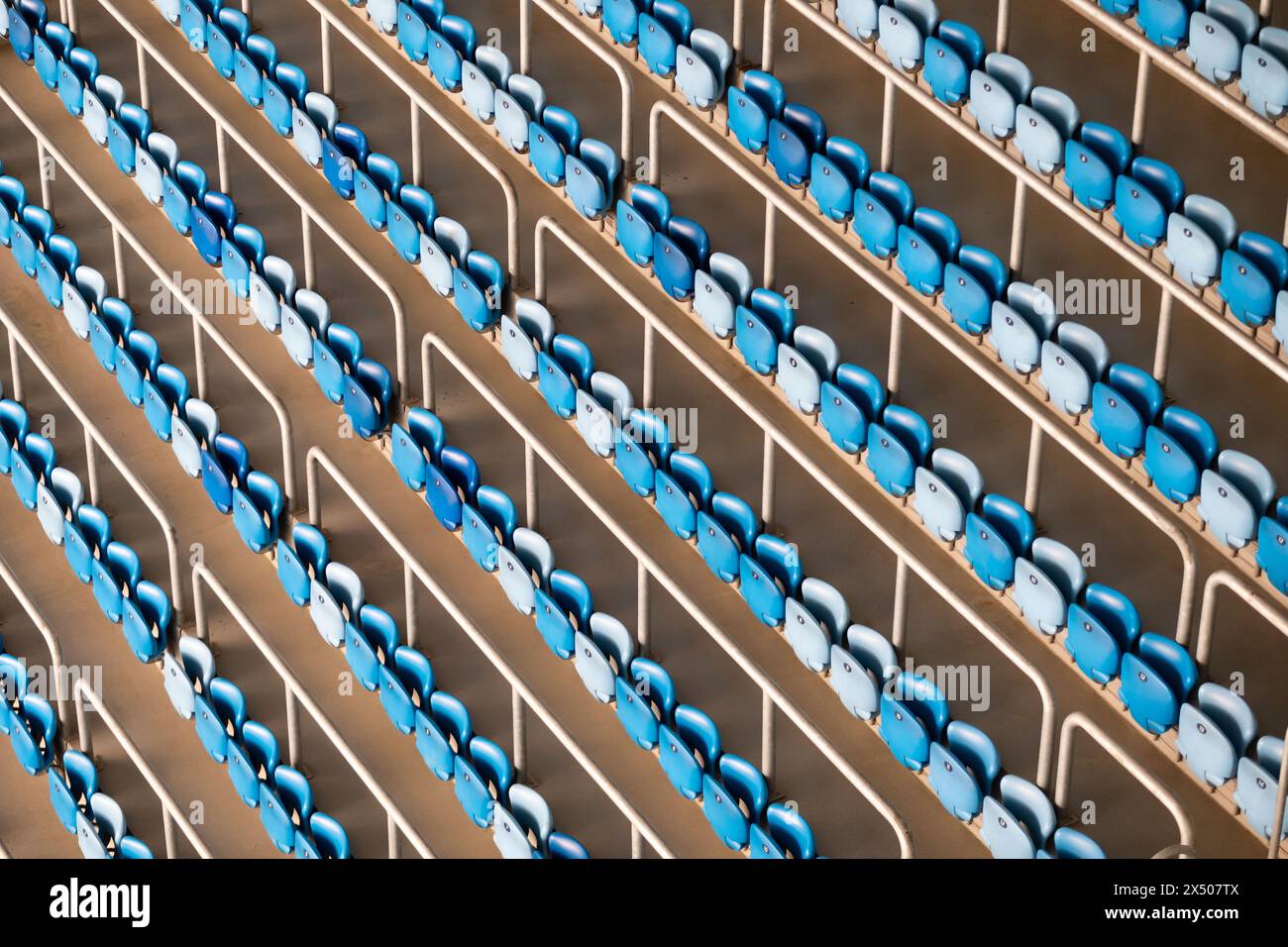 Blue Stadium Seats in Diagonal Rows, Empty Sports Arena Concept ...