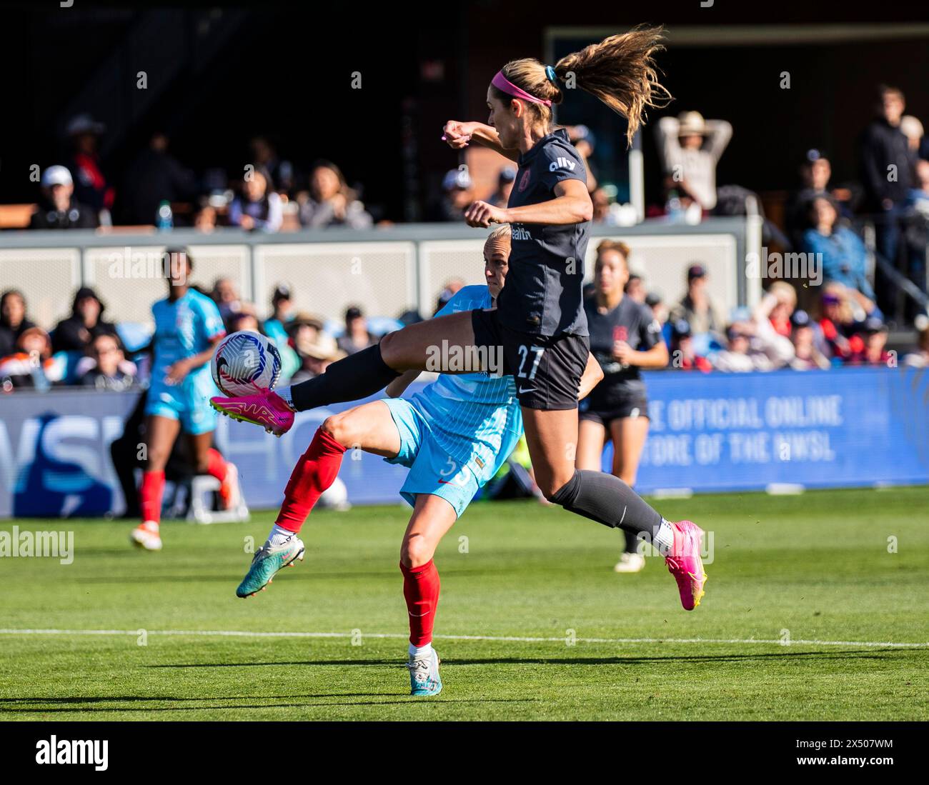 May 05, 2024 San Jose, CA USA Bay FC defender Kayla Sharples (27) kicks ...