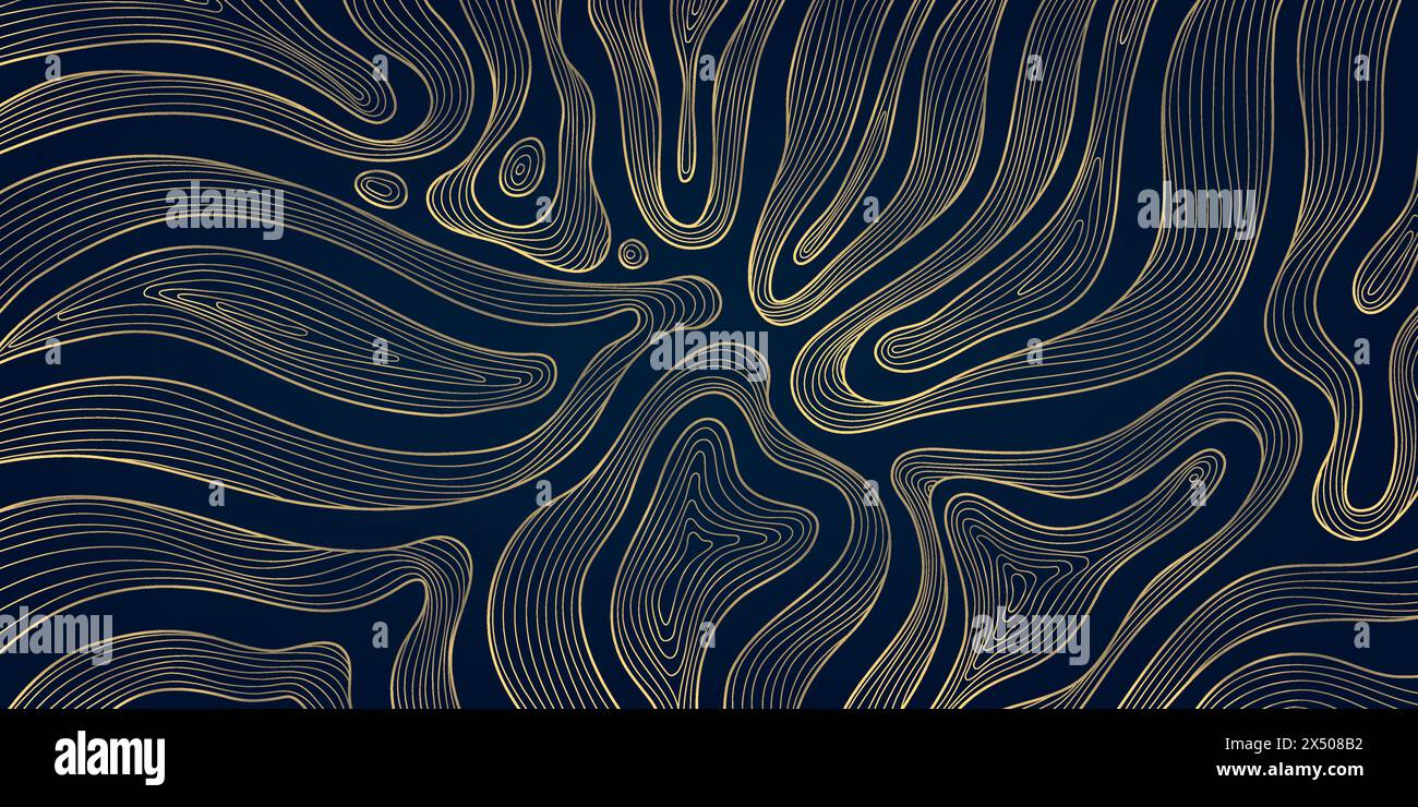 Vector line abstract wave pattern, organic texture map, topography ...