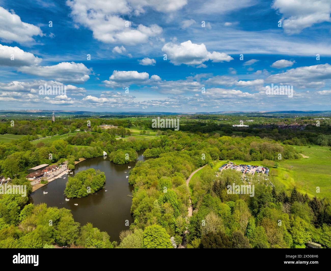 Aerial image of Heaton Park Manchester on a spring day Stock Photo - Alamy