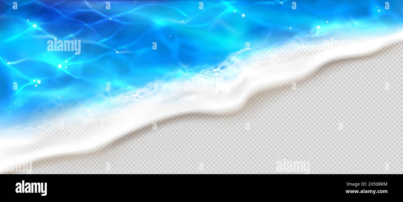 Foamy sea wave top view isolated on transparent background. Vector ...