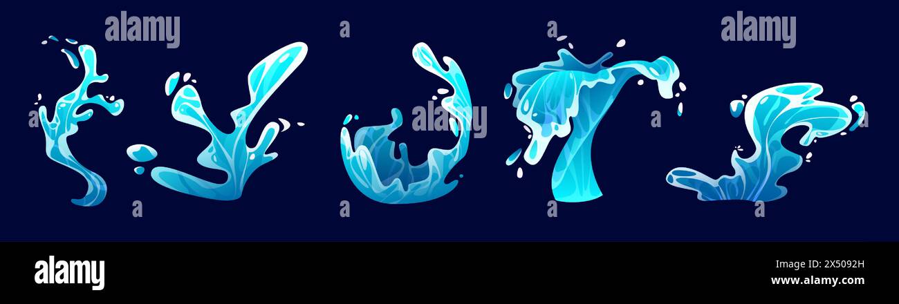 Ocean water wave splash. Sea surf cartoon vector icon. Liquid drop ...