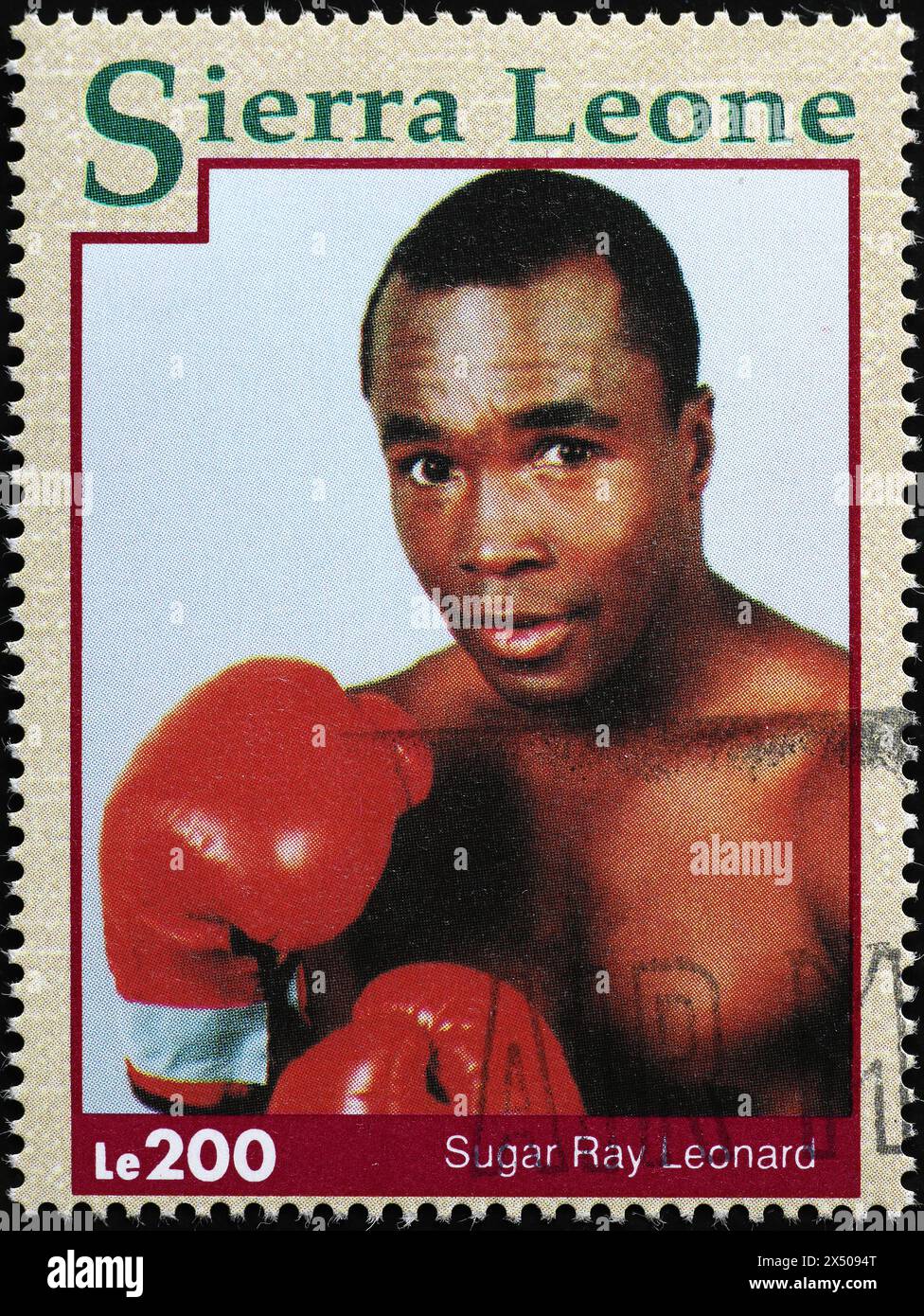 Boxer Sugar Ray Leonard celebrated on postage stamp Stock Photo - Alamy