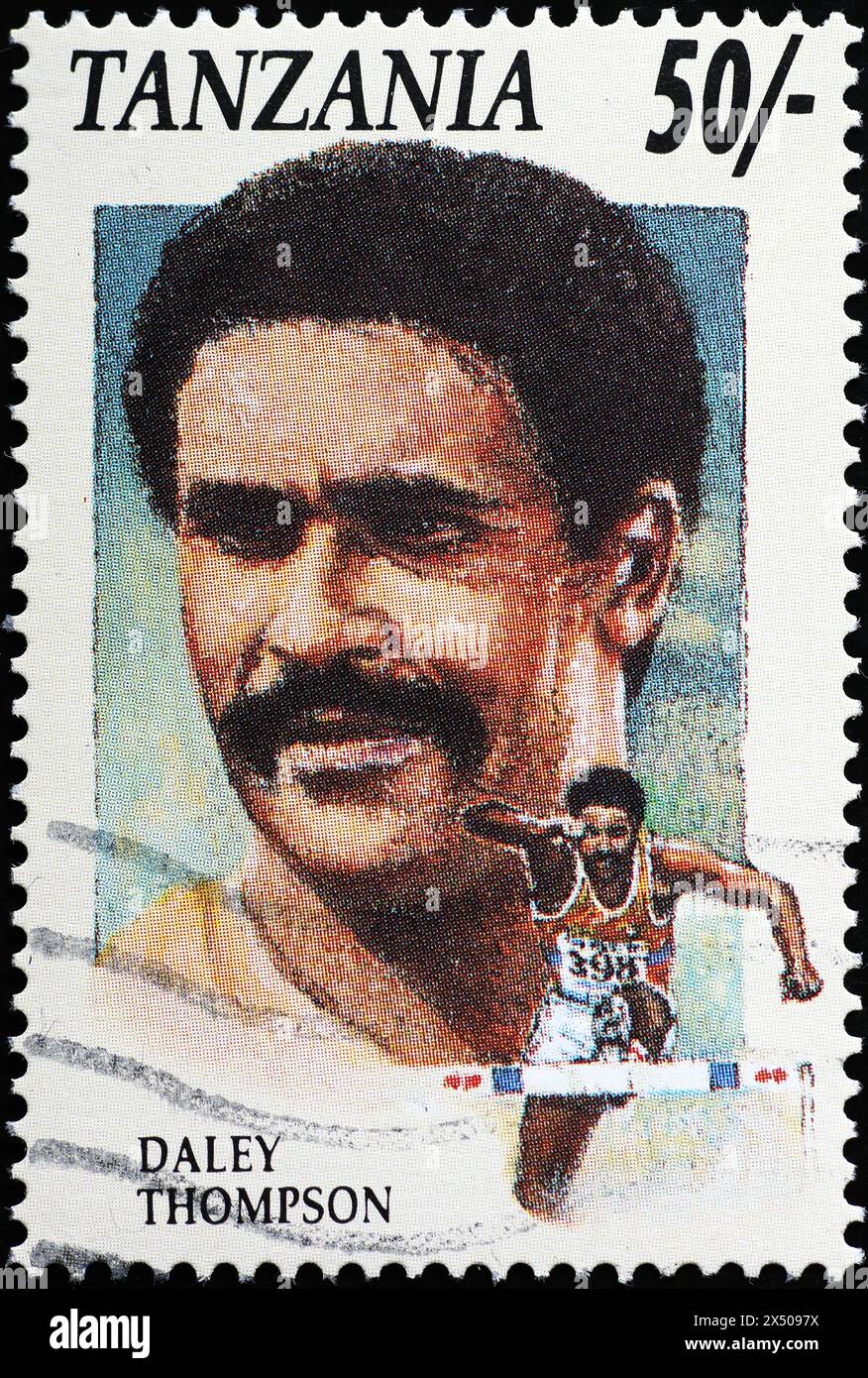 Former decathlete Daley Thompson on postage stamp Stock Photo - Alamy