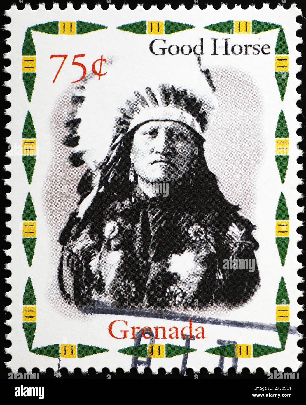 Indian chief Good Horse on stamp from Grenada Stock Photo - Alamy