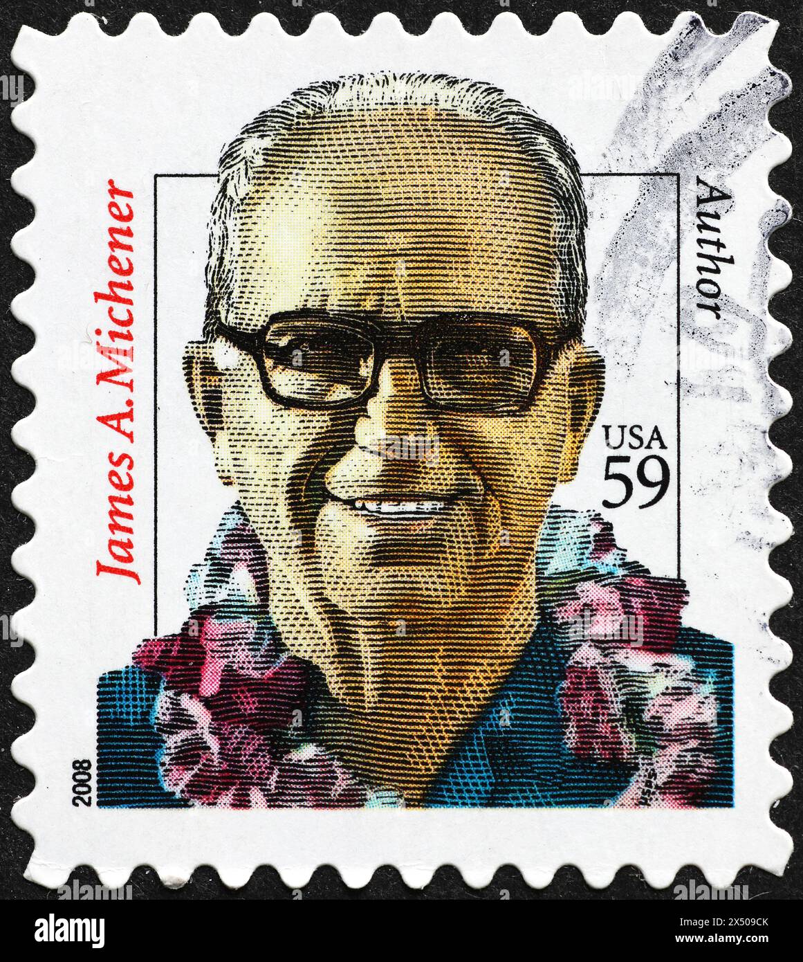 James A. Michener on american postage stamp Stock Photo - Alamy