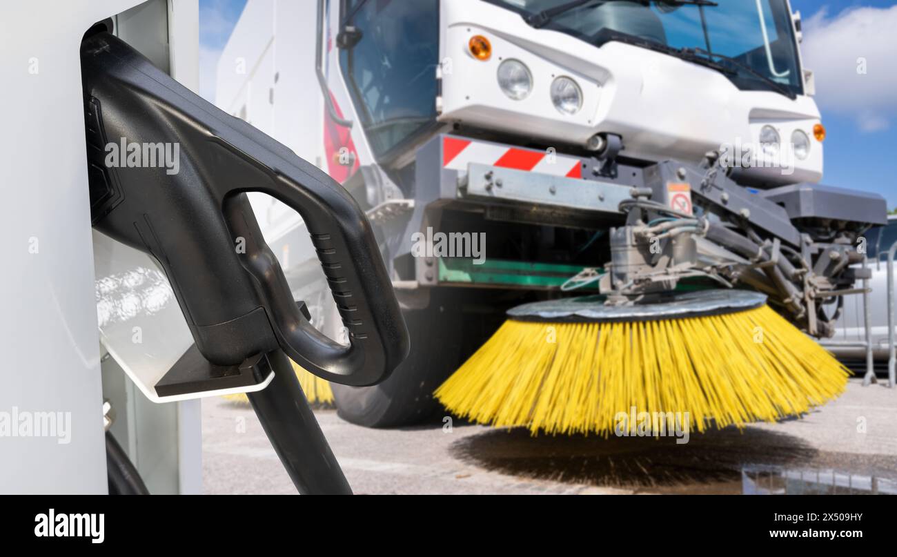 Electric street vacuum cleaner sweeper machine Stock Photo - Alamy