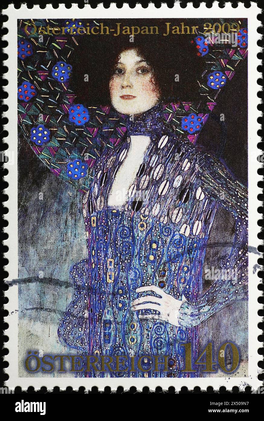 Portrait of Emilie Floge by Gustav Klimt on postage stamp Stock Photo ...