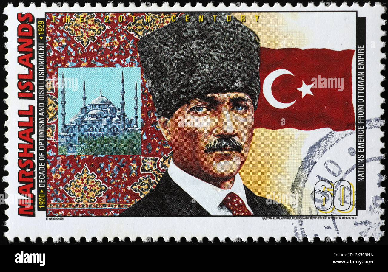 Portrait of turkish president Kemal Ataturk on postage stamp Stock ...