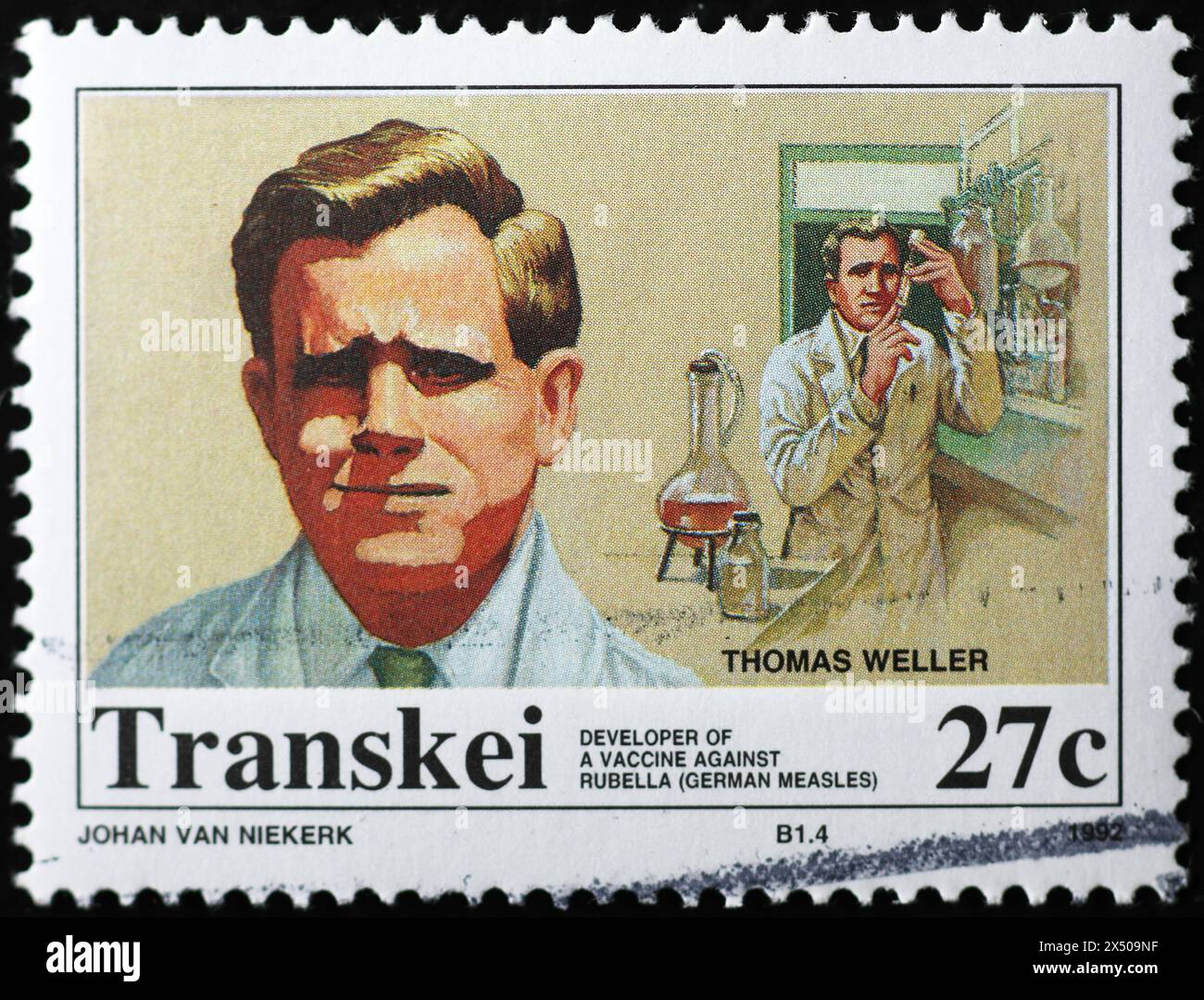 Researcher Thomas Weller on south african postage stamp Stock Photo - Alamy