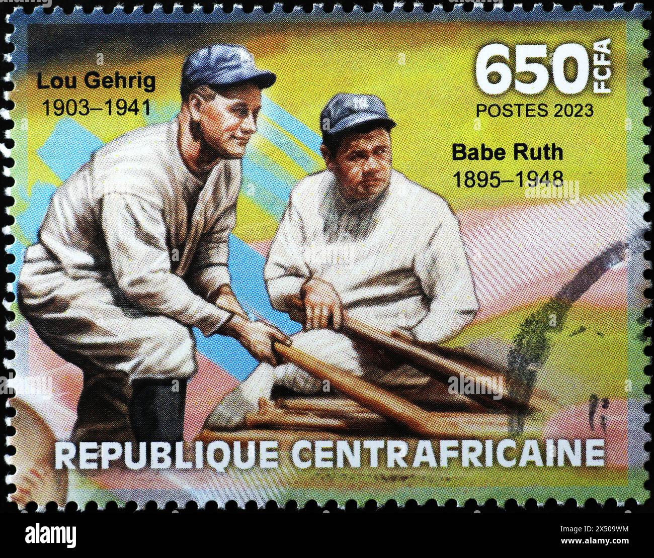 Babe Rith and Lou Gehrig on african stamp Stock Photo - Alamy
