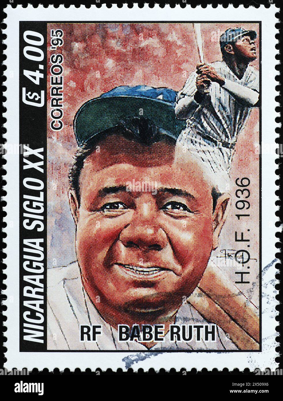 Baseball player Babe Ruth on stamp from Nicaragua Stock Photo - Alamy
