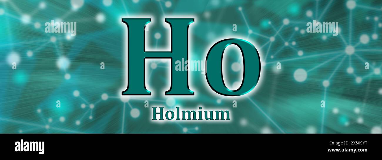 Ho symbol. Holmium chemical element on green network background Stock ...